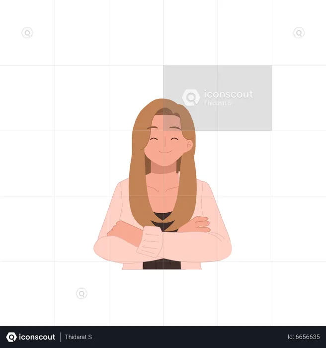 Best Girl standing with arms folded Illustration download in PNG ...