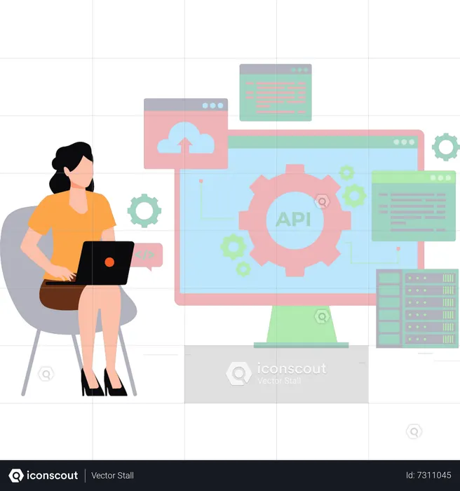 Best Girl working on API setting Illustration download in PNG & Vector ... Best Girl working on API setting Illustration download in PNG & Vector ...