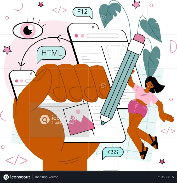 Girl Write Html Code Illustration - Free Download Design & Development ... Girl Write Html Code Illustration - Free Download Design & Development ...