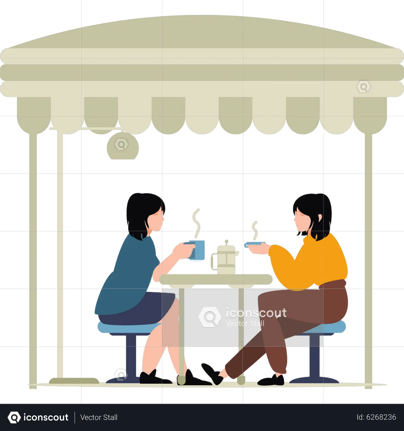 Best Premium Girls Drinking Hot Coffee Illustration Download In Png And Vector Format