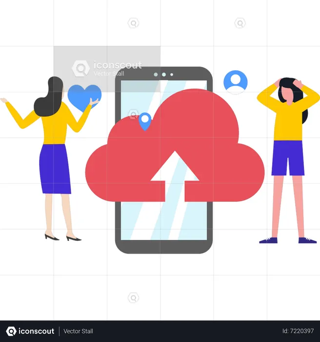 Best Girls uploading cloud data Illustration download in PNG & Vector ...