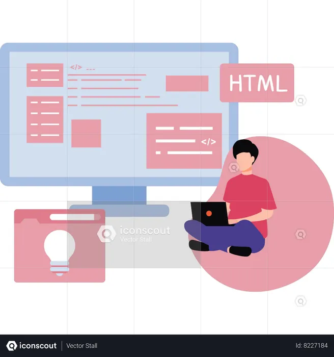 Guy Is Doing Coding Illustration - Free Download Seo & Web ...