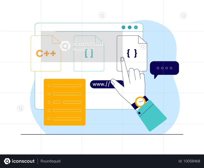 Hand Selecting Coding File For Website Coding Illustration - Free ...