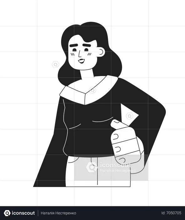 Best Happy Dark Haired Girl With Smile Illustration Download In Png And Vector Format