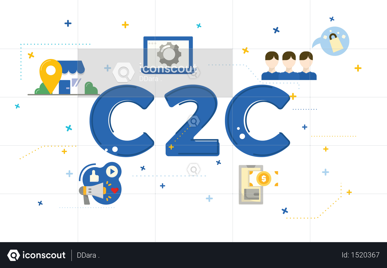 Best Premium Illustration of customer to customer concept (C2C) with flat icons Illustration ...