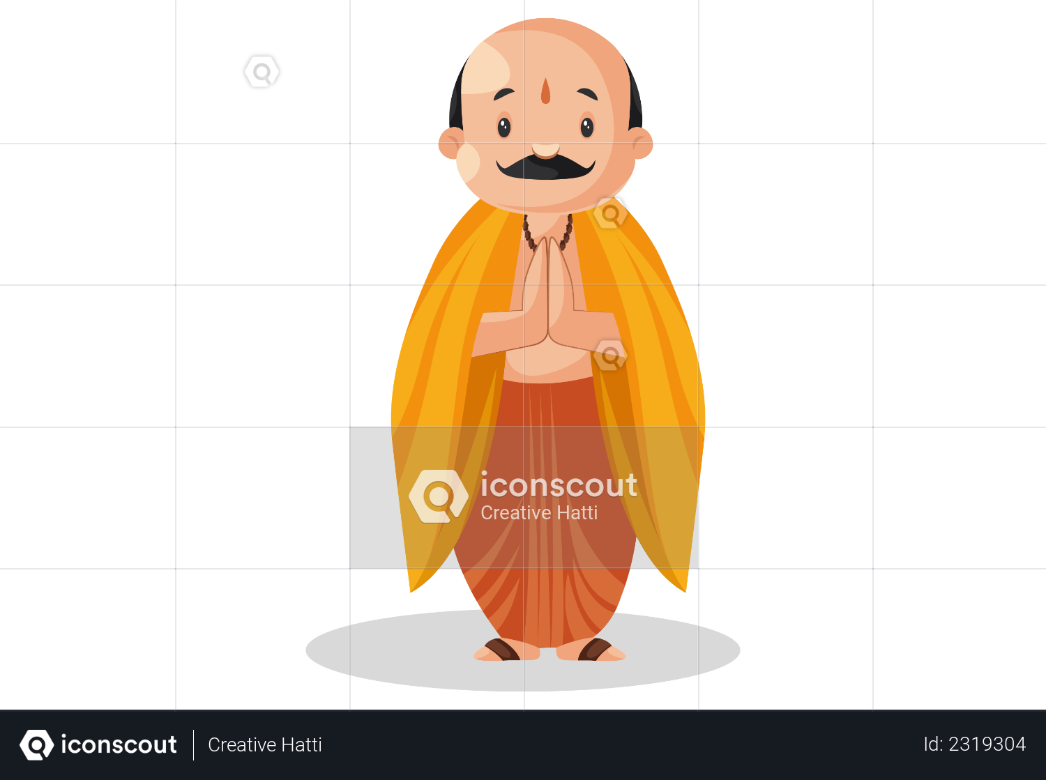 Best Premium Indian Pandit Standing In Welcome Pose Illustration Download In Png And Vector Format