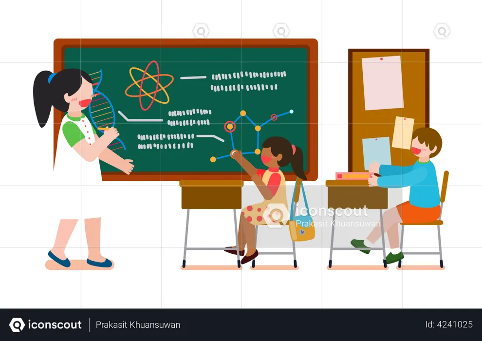 Kids Studying In Class Illustration - Free Download People ...