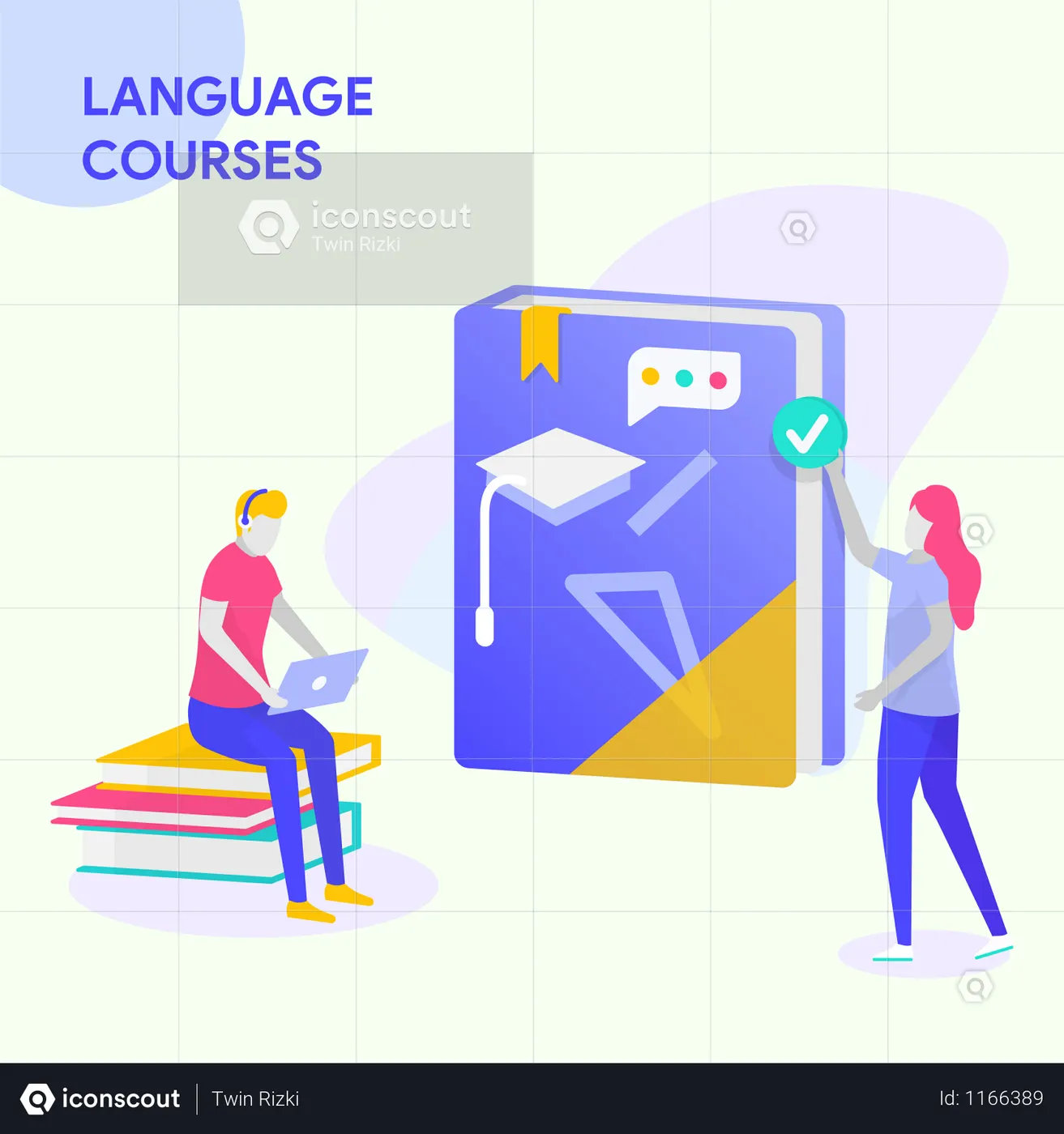 Best Language Courses Illustration download in PNG & Vector format