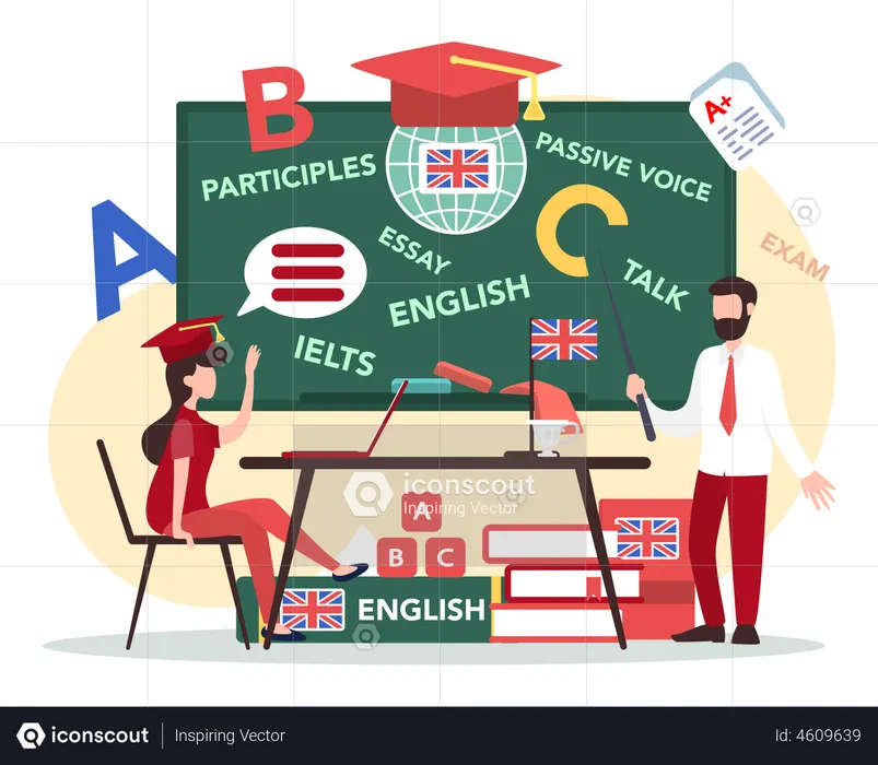 Learn English Language Online Illustration - Free Download School ...