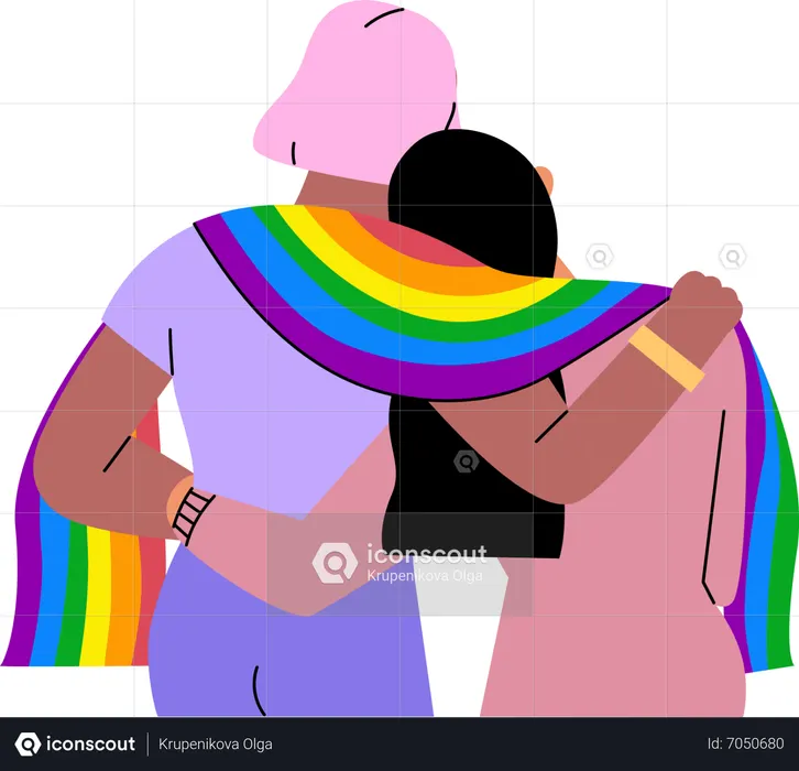 Best Lesbians Hugging Each Other Illustration Download In Png And Vector