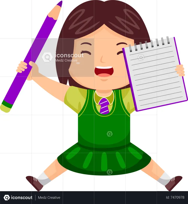 Little Girl With Notes And Pencil Illustration - Free Download People ...