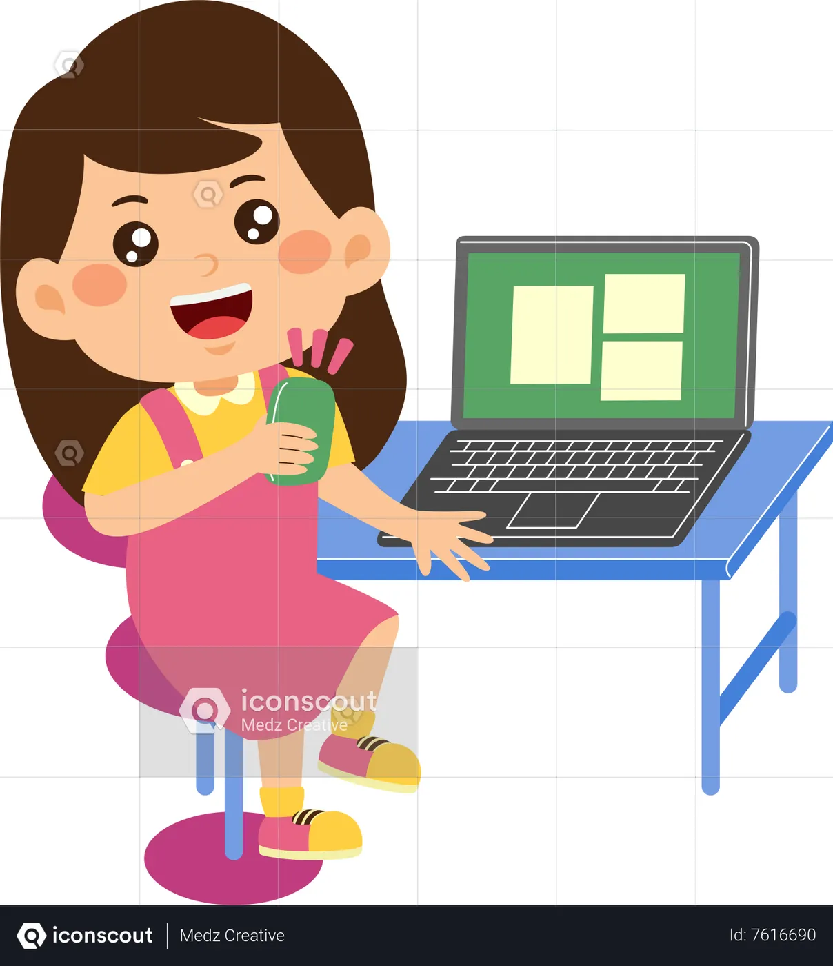Best Little kid girl use laptop Illustration download in PNG & Vector ... Best Little kid girl use laptop Illustration download in PNG & Vector ...