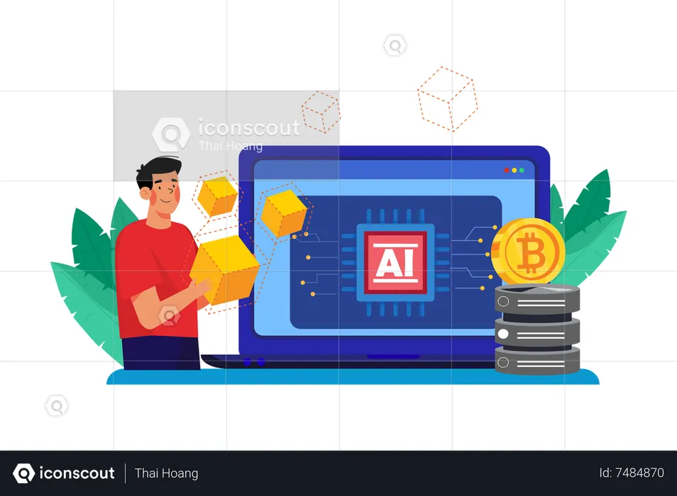 Machine Learning Analyzes Big Data For Insights Illustration Free