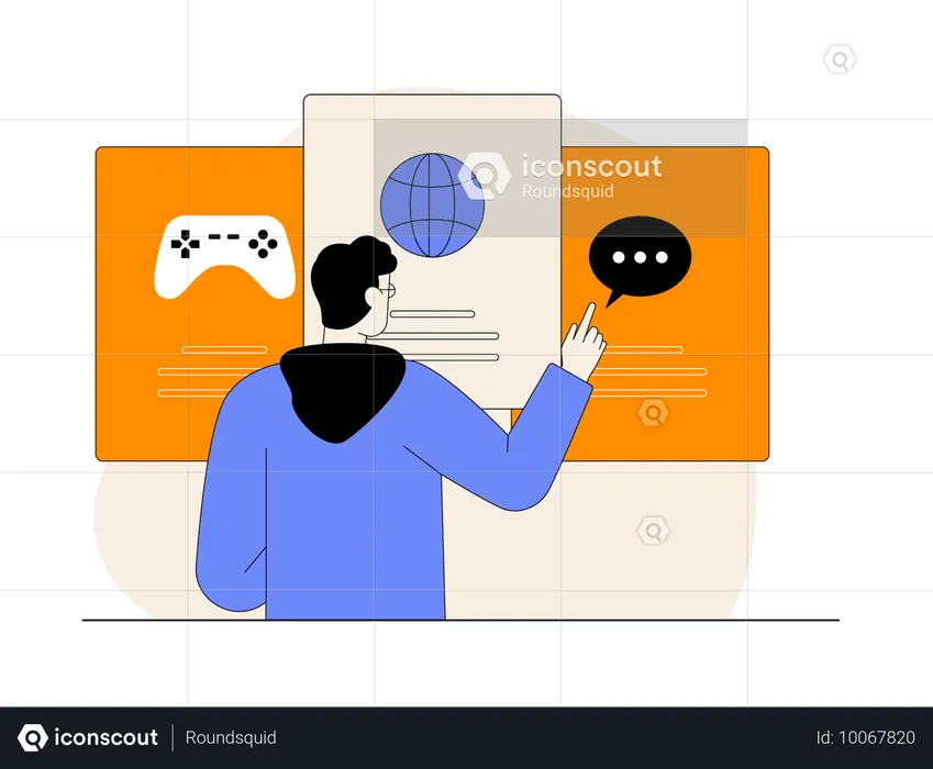 Male Coder Showing Game Code Report Illustration - Free Download Design ...