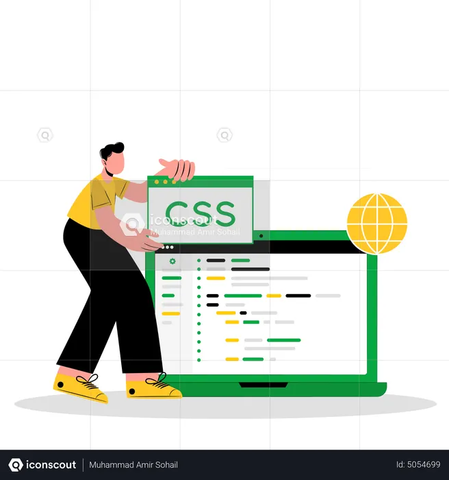 Best Premium Male CSS developer working on code Illustration download ...