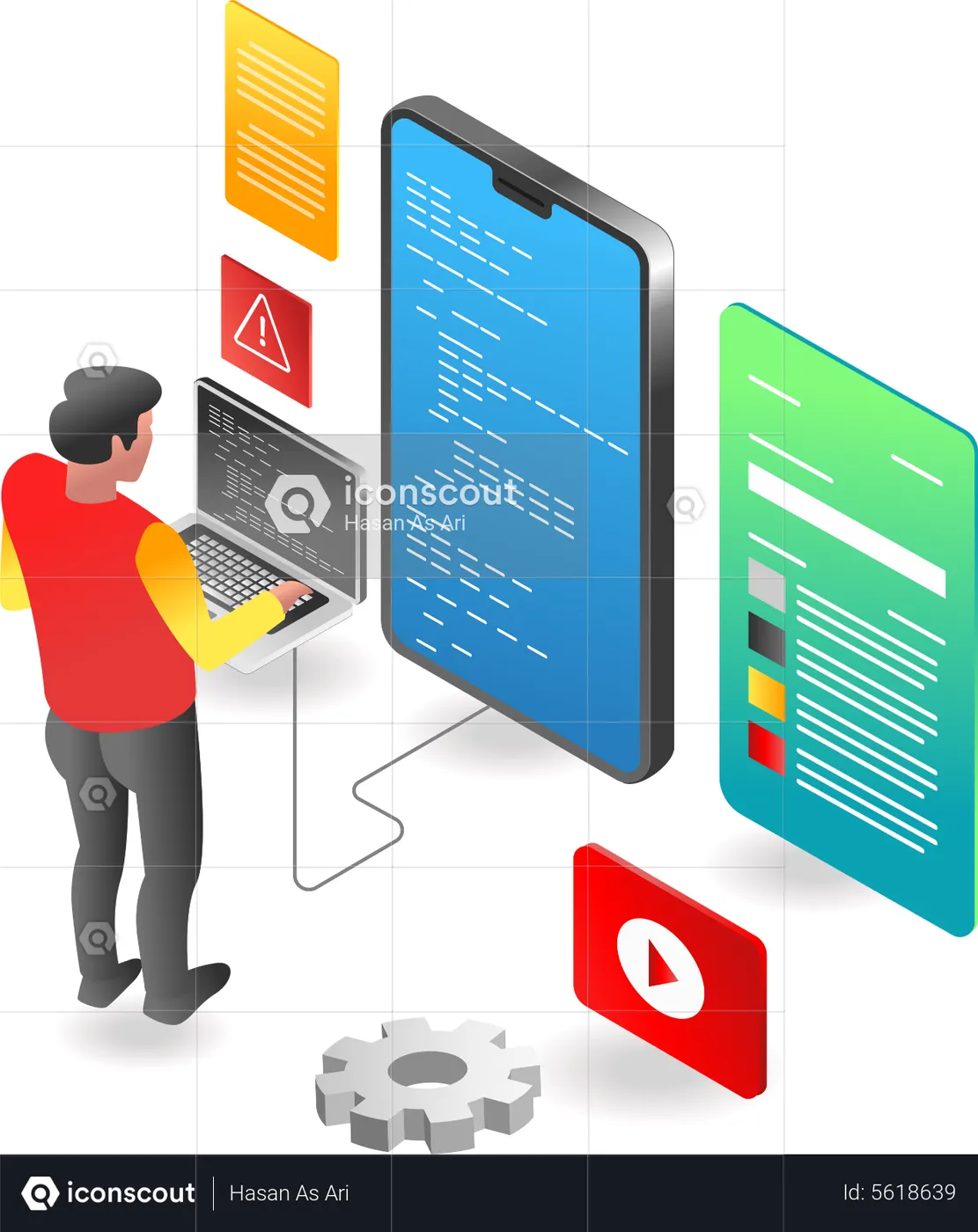Best Male Developer Programming Mobile App Illustration Download In Png And Vector Format