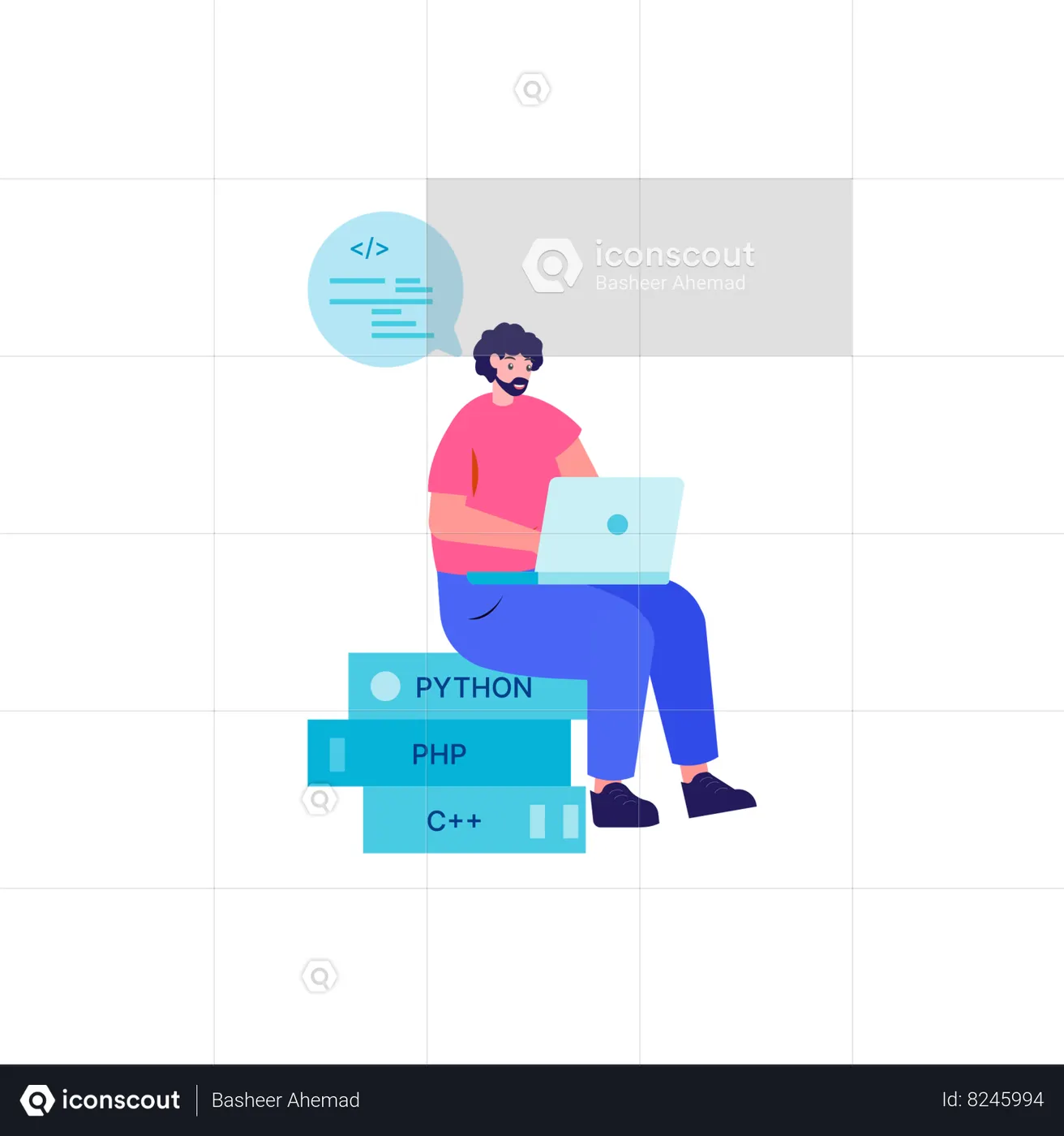 Best Male developer working on programming Illustration download in PNG ...