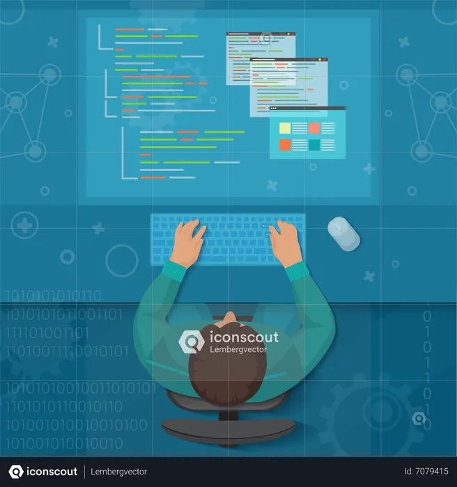 Best Male Programmer working on web development Illustration download ...