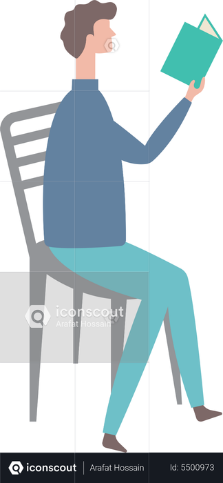 Best Premium Male Sitting On Chair And Reading Books Illustration