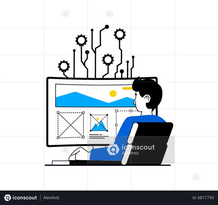Best Male UI UX designer Illustration download in PNG & Vector format Best Male UI UX designer Illustration download in PNG & Vector format