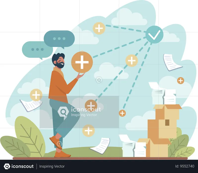 Man Adding Document Illustration - Free Download Network ... Man Adding Document Illustration - Free Download Network ...