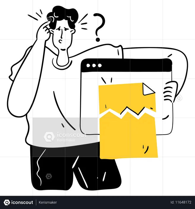 Man Confused For Data Corrupt Illustration Free Download