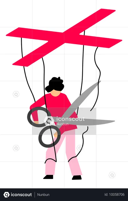 Man Cutting Manipulation Strings With Scissors Illustration Free