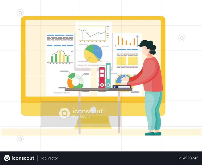 Best Premium Man doing data analysis Illustration download in PNG ...