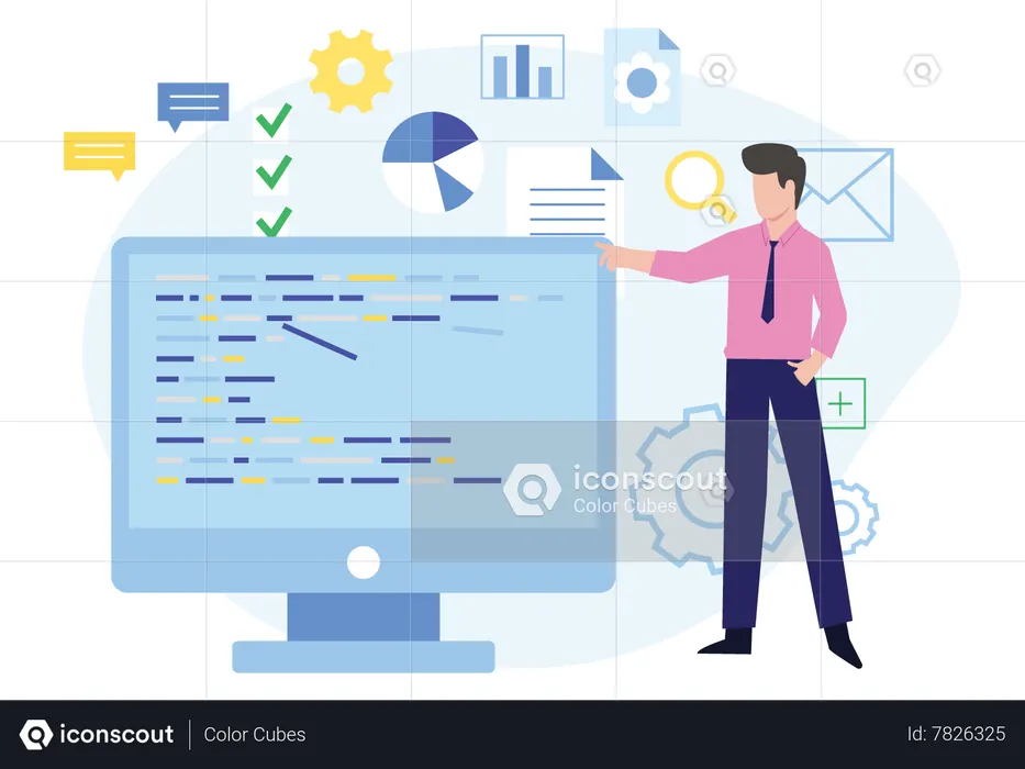 Best Man Doing Data Analysis Illustration Download In Png And Vector Format