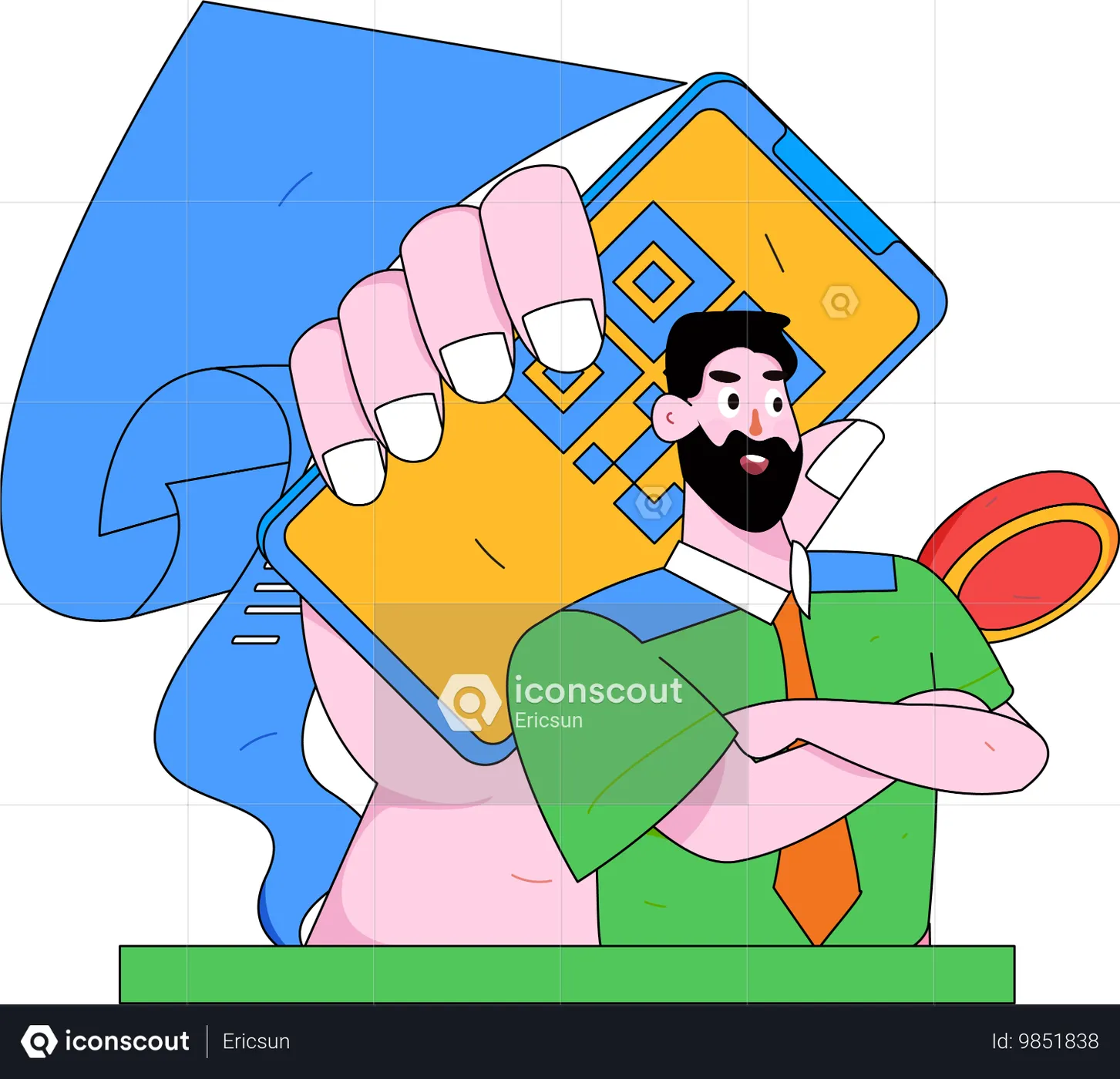 Man Doing Qr Code Payment Illustration Free Download Business