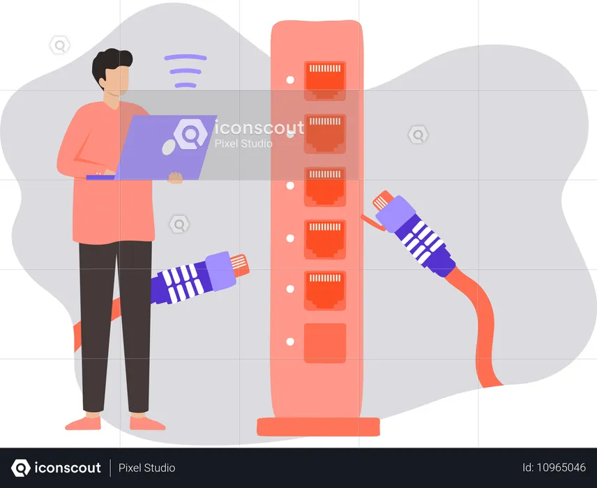 Man Facing Connection Error Illustration - Free Download Design ...