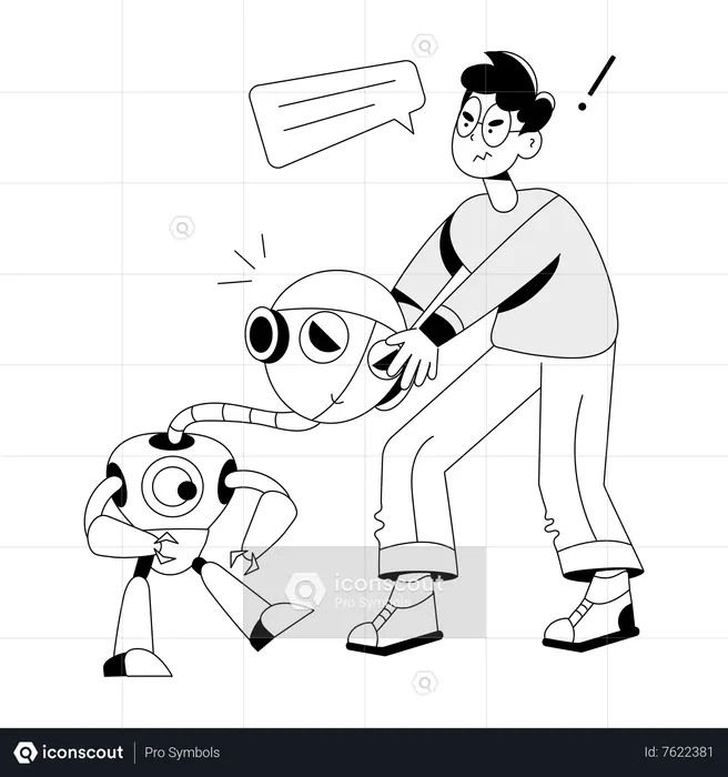 Best Man having Robot Problem Illustration download in PNG & Vector format