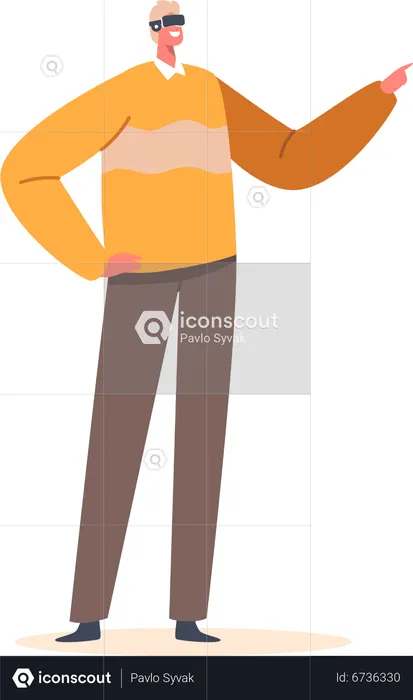 Man Interacting Using Vr Glasses Illustration Free Download Science