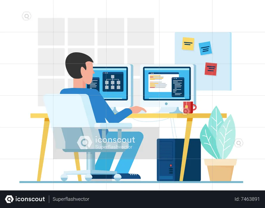 Best Man programmer Illustration download in PNG & Vector format