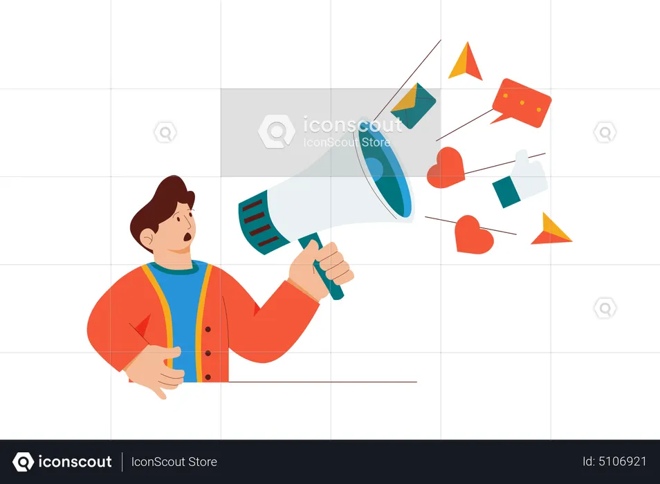 Best Man promoting on social media platform Illustration download in ... Best Man promoting on social media platform Illustration download in ...