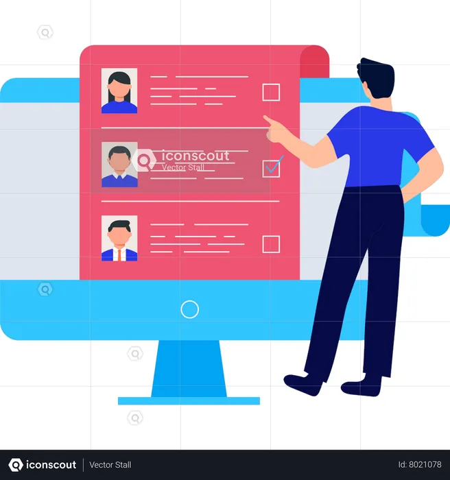 Best Man selecting user Illustration download in PNG & Vector format