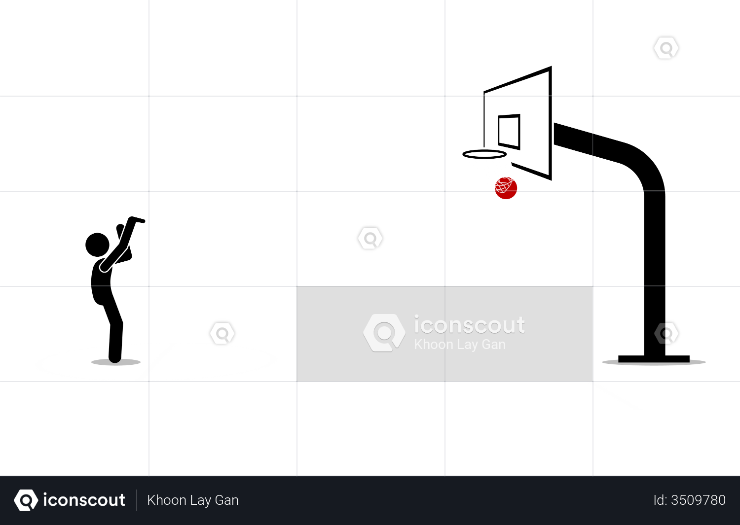 Best Premium Man Shooting A Basketball Into A Hoop And Scoring From Free Throw Line Illustration