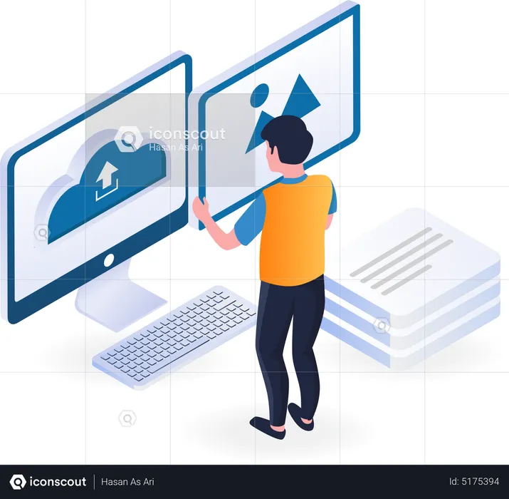 Man Uploading Files From Computer Illustration - Free Download Business ... Man Uploading Files From Computer Illustration - Free Download Business ...