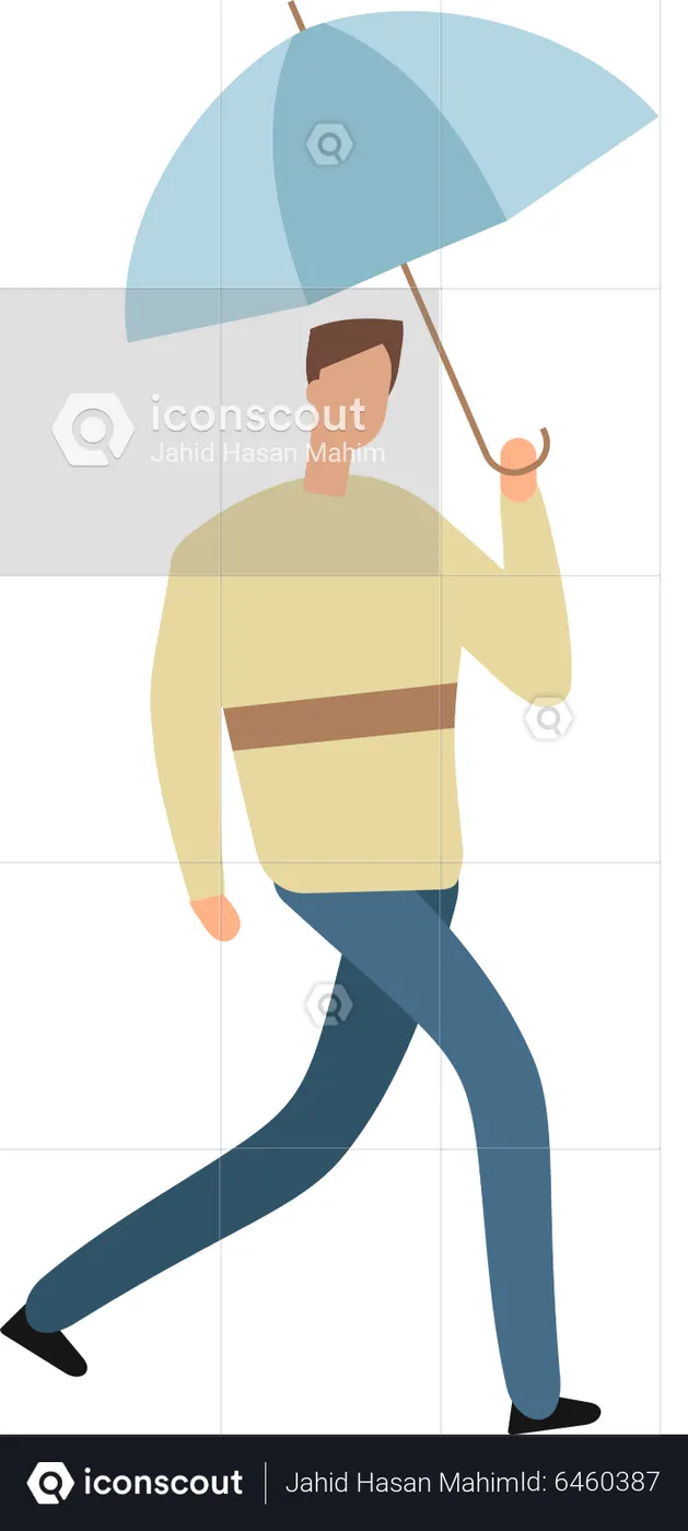 Best Man walking With Umbrella Illustration download in PNG & Vector format