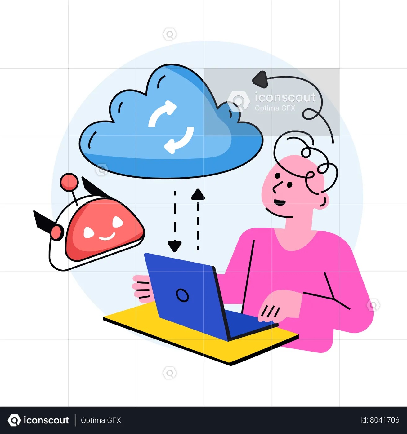 Best Man who is downloading and uploading data on ai cloud Illustration ... Best Man who is downloading and uploading data on ai cloud Illustration ...