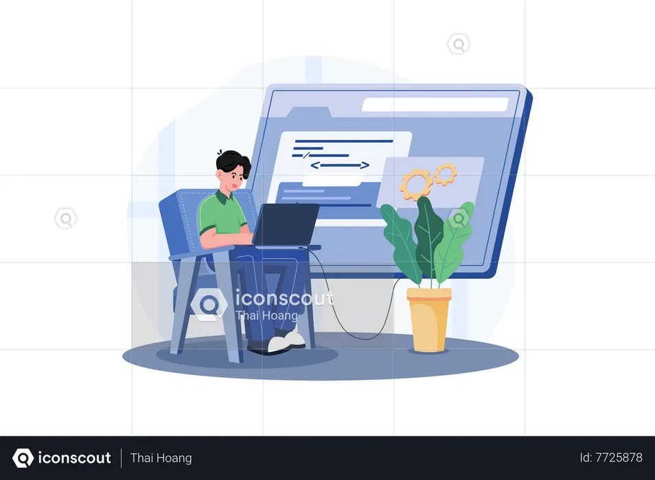 Best Man working on Code Optimization Illustration download in PNG & Vector format