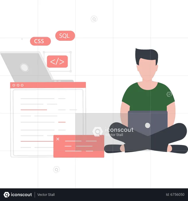 Best Premium Man working on ui ux design Illustration download in PNG ...