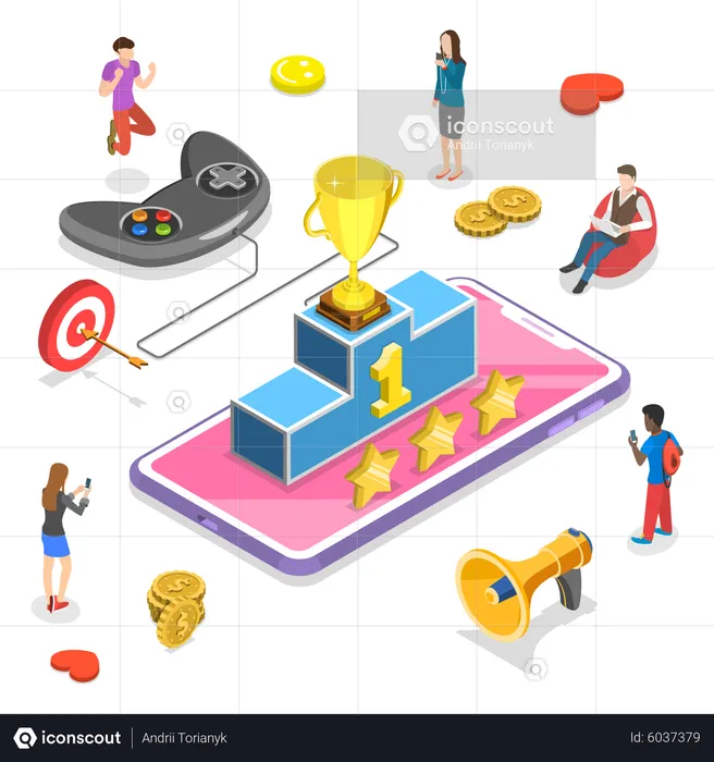 Best Mobile app gamification Illustration download in PNG & Vector format Best Mobile app gamification Illustration download in PNG & Vector format