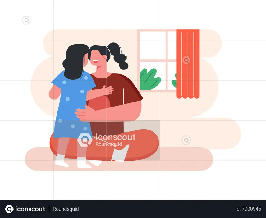 Best Mother and daughter Illustration download in PNG & Vector format