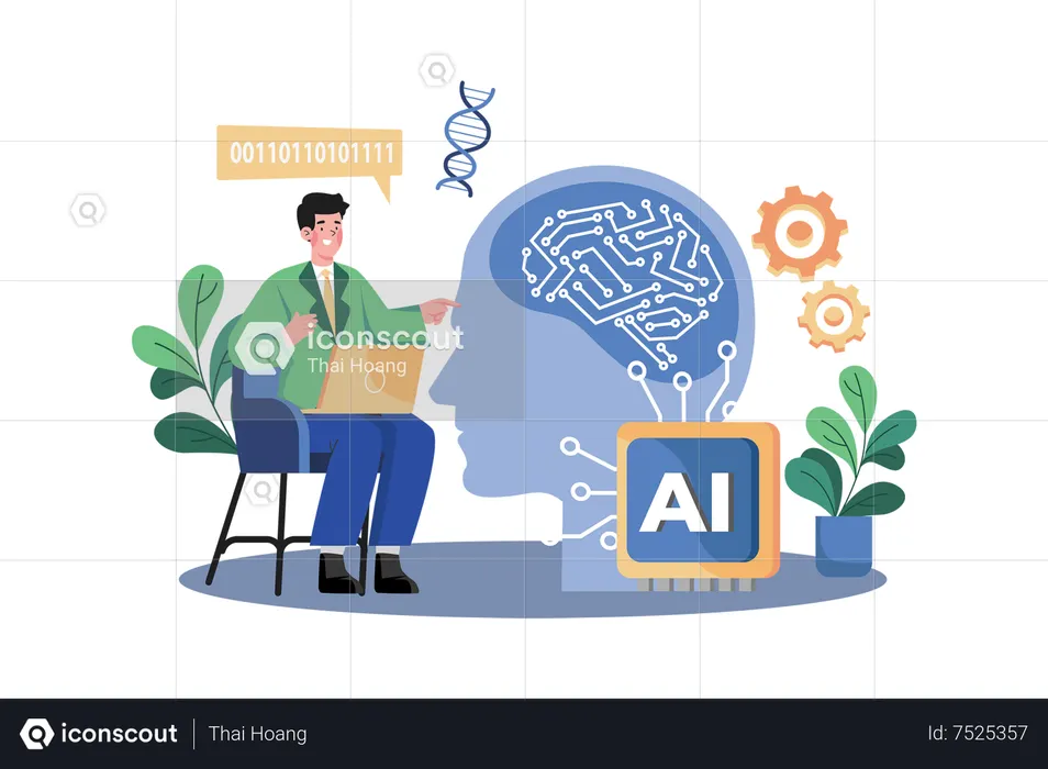 Best Neural networks simulate human brain for AI learning Illustration download in PNG & Vector ...