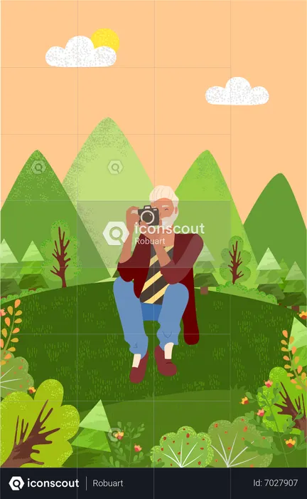 Best Old man clicking photo using digital camera Illustration download ... Best Old man clicking photo using digital camera Illustration download ...