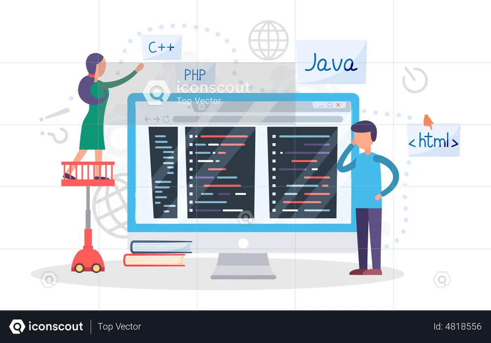 Online Coding Course Illustration - Free Download School & Education ...