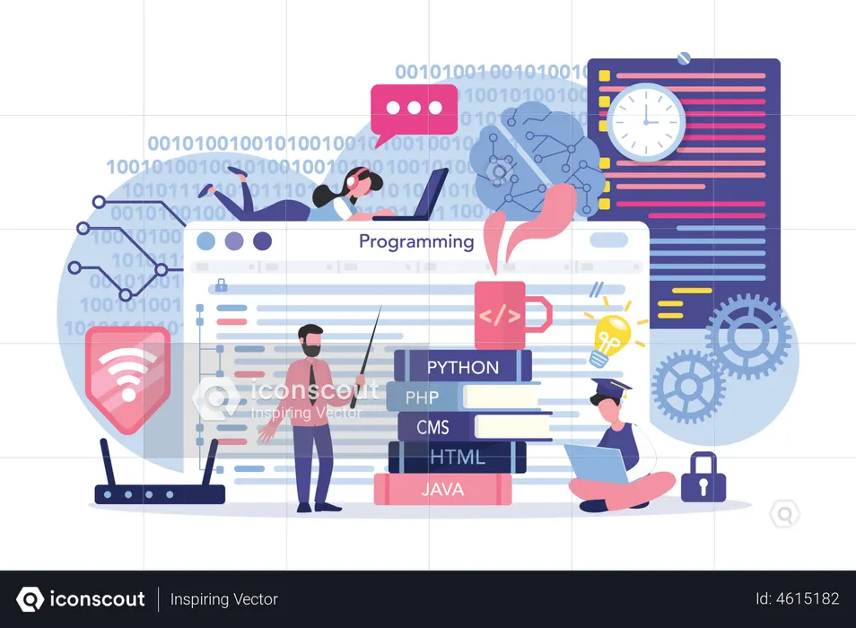 Online Computer Science Course Illustration - Free Download Design ...