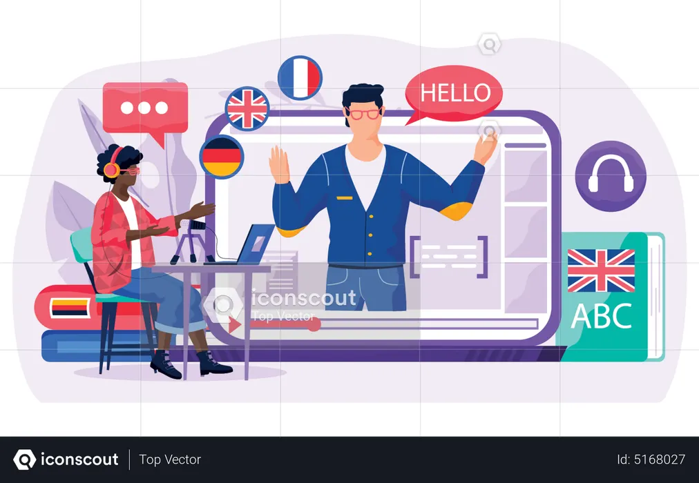 Online Language Class Illustration - Free Download Network ...