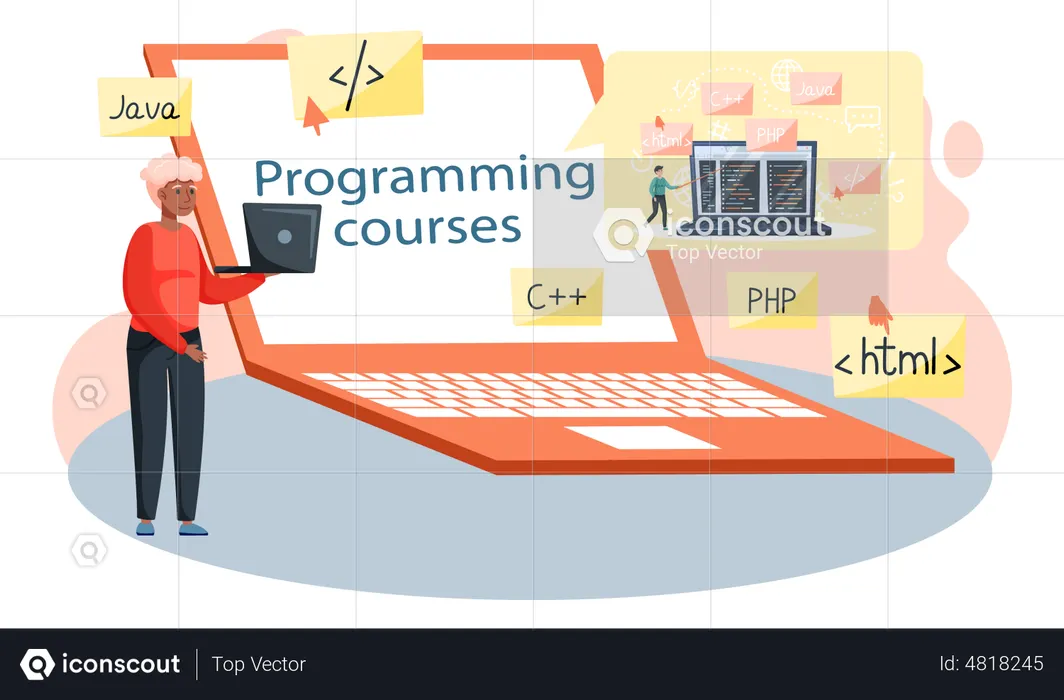 Best Online programming courses Illustration download in PNG & Vector ...